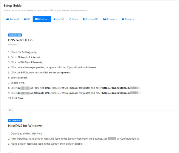 Set up and configure custom DNS using NextDNS
