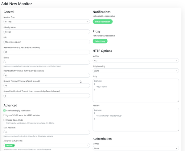 Setting up Uptime Kuma - Self Hosted Monitoring tool